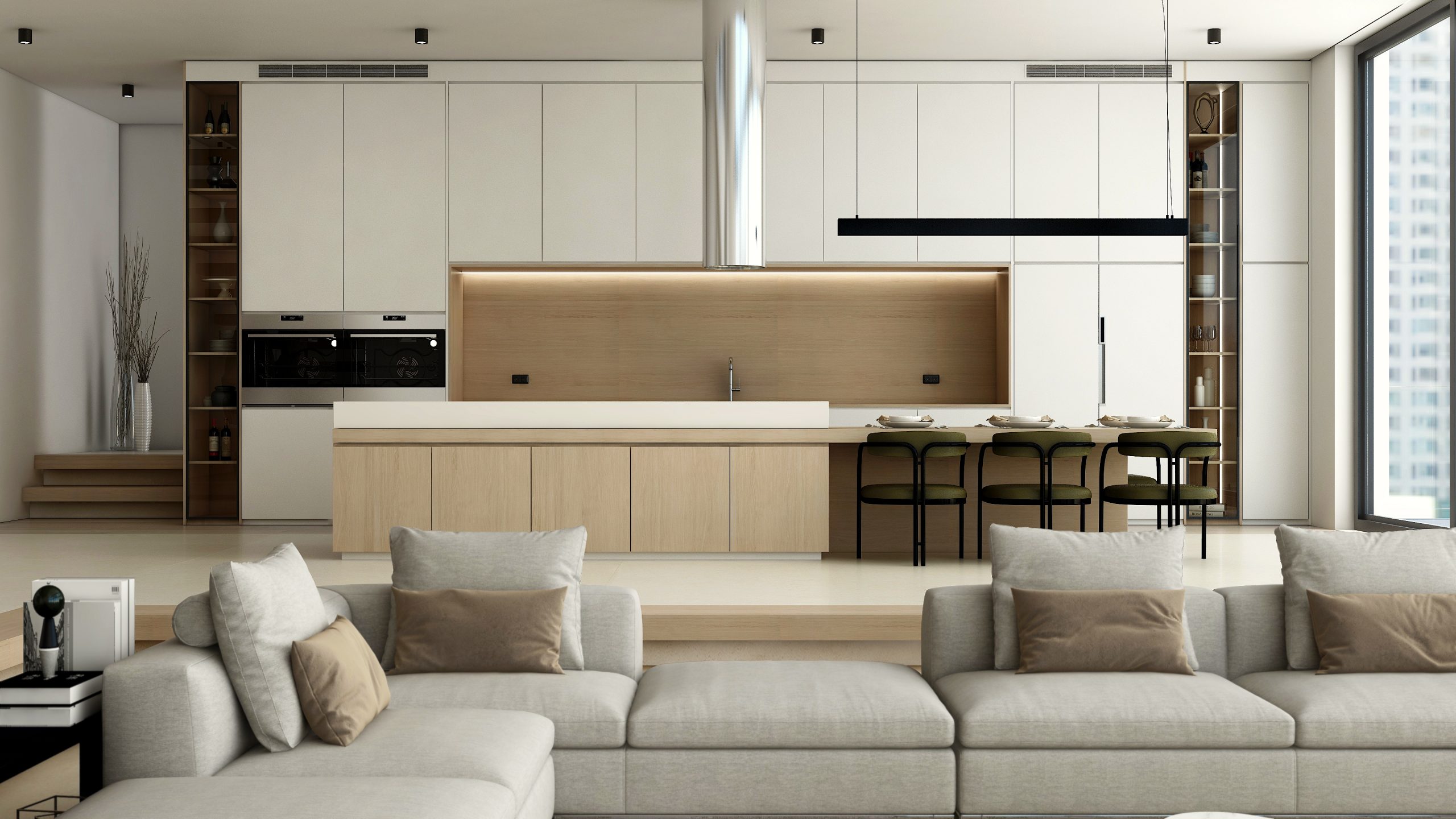 modern loft kitchen interior design 3d render – COOHOM BLOG