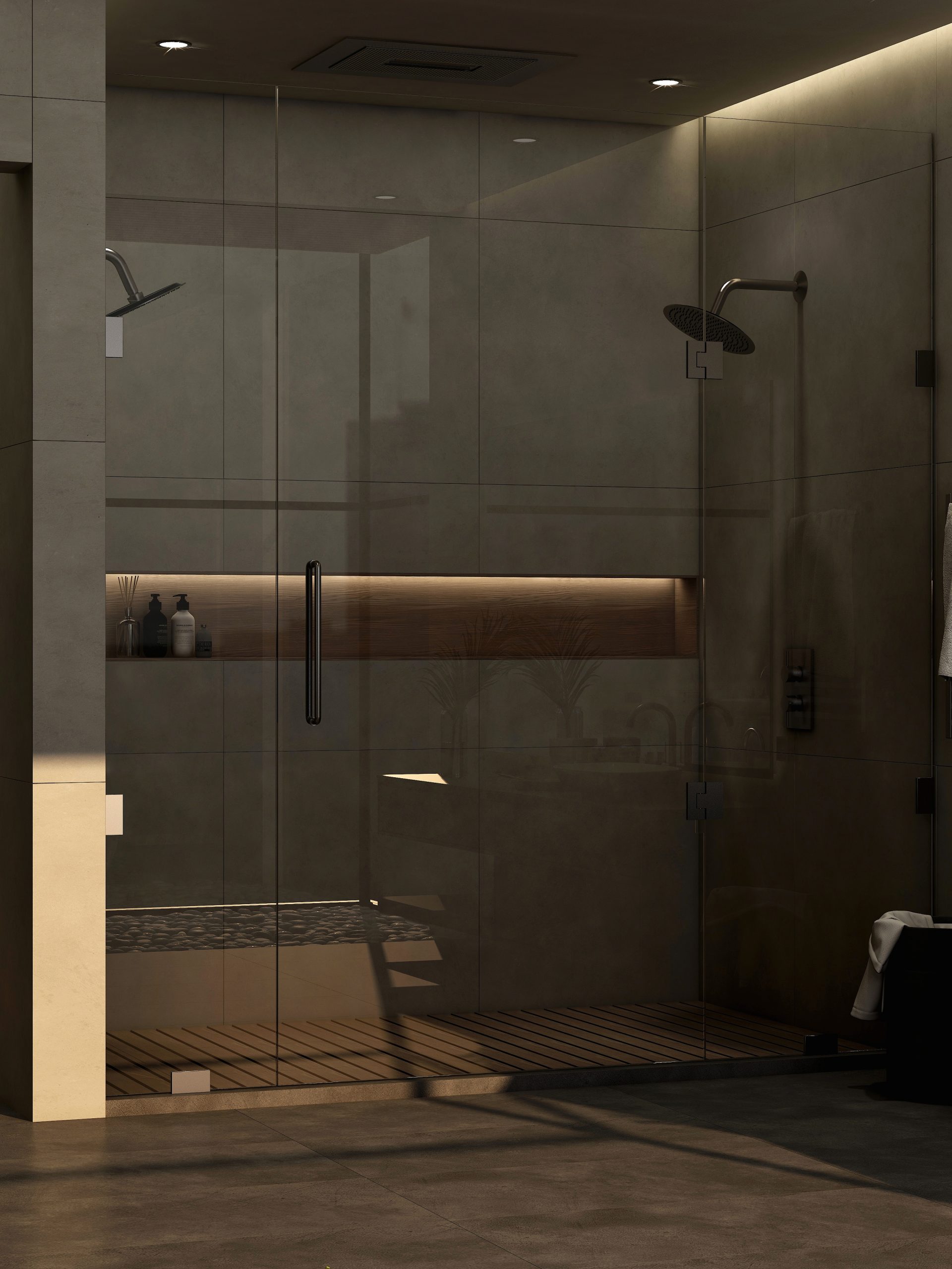modern minimalist bathroom shower interior design 3d render – COOHOM BLOG